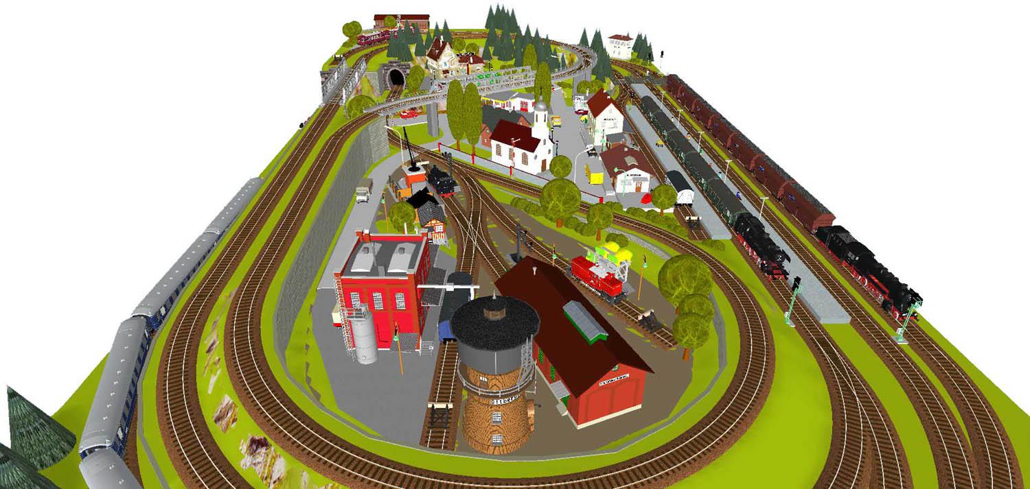 Meises Modelbahncenter - GP3-0180 C-Gleis Styroporanlage Burgstein 250x120