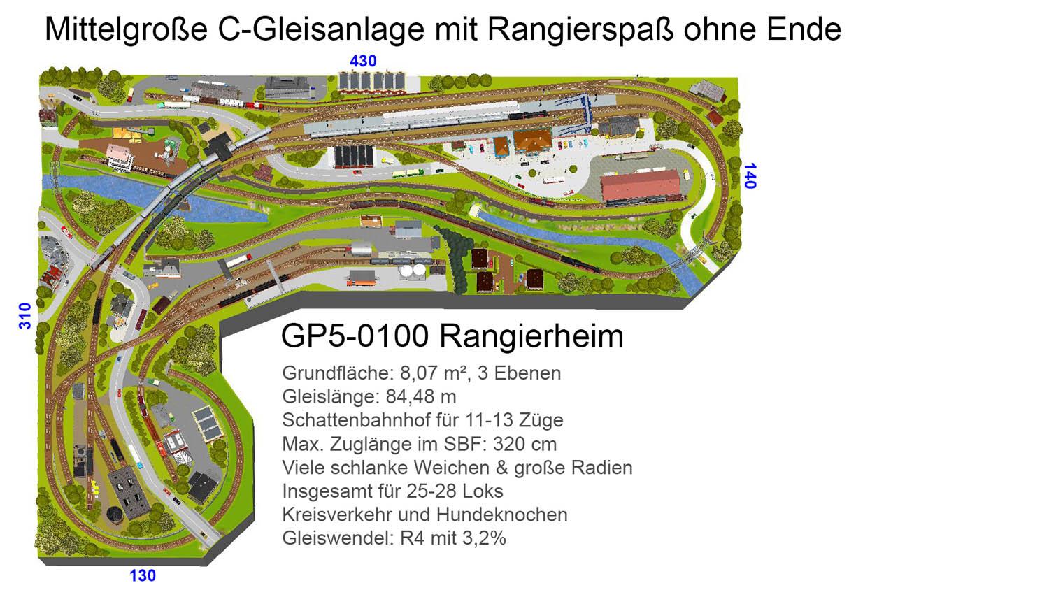 Meises Modelbahncenter - GP5-0100 C-Gleisplan Rangierheim 430x310x140
